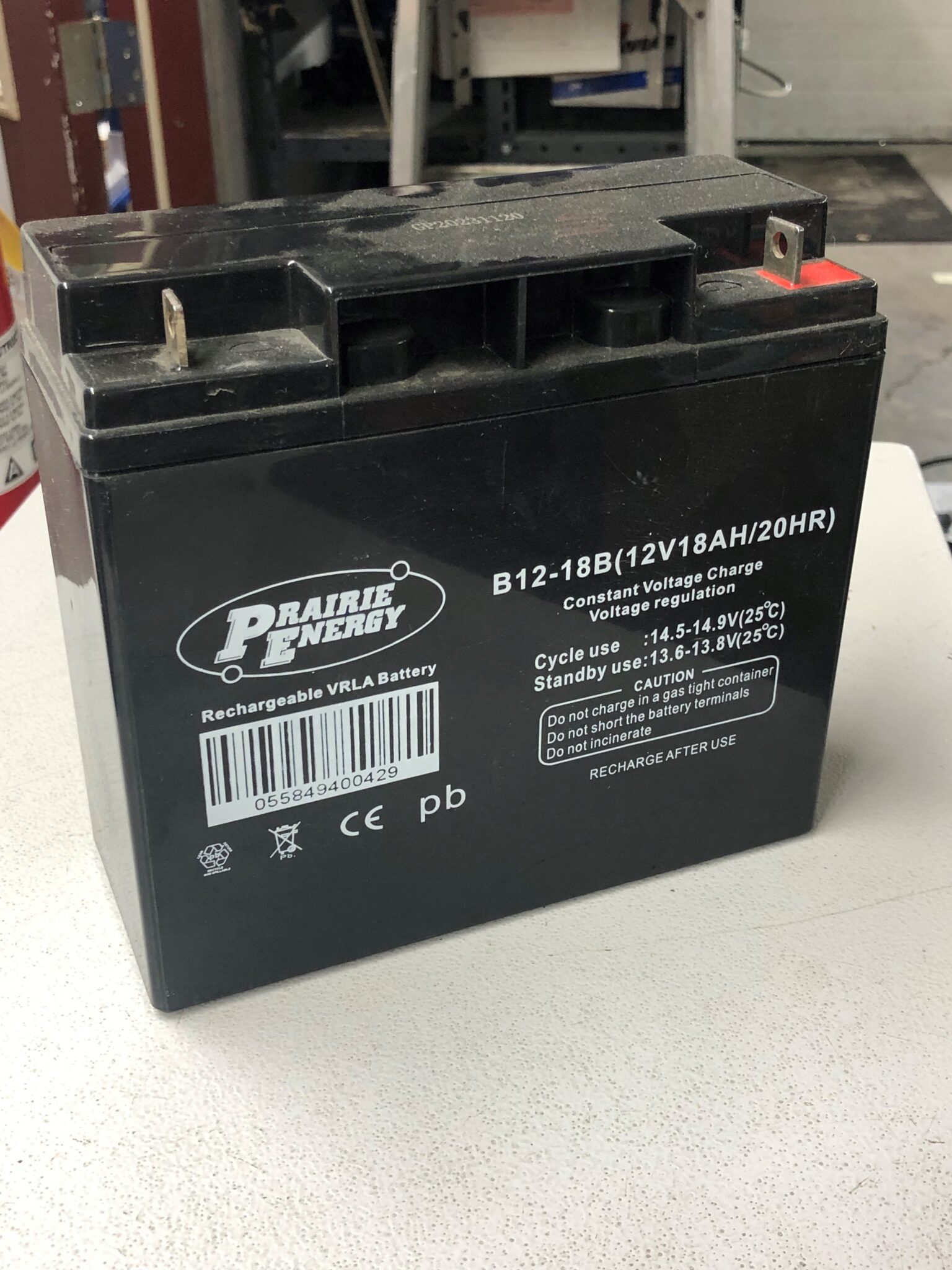 Prairie Battery B12-18B 12V Nut and Bolt Terminal Sealed Lead Acid ...